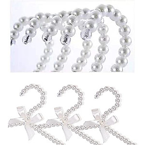 Aimeely 10PCS Pearl Beaded Clothes Rack Large Bowknot Wedding Shop Daily Pants Hangers 1#