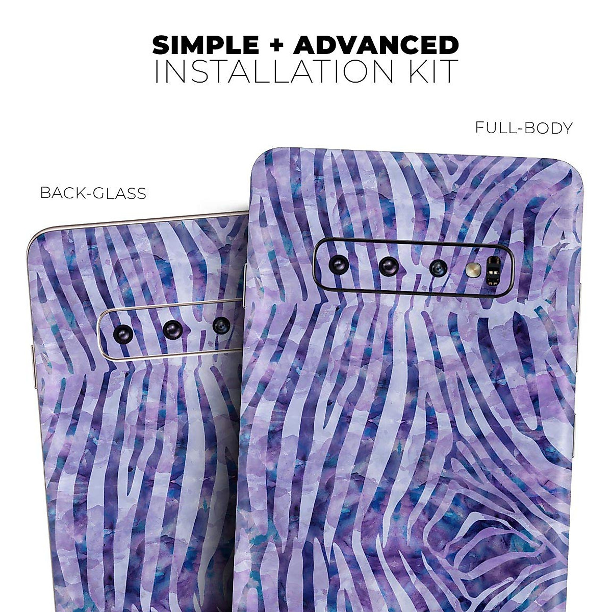 DesignSkinz Purple Watercolor Zebra Pattern Protective Vinyl Decal Wrap Skin Cover Compatible with The Samsung Galaxy S20 (Screen Trim & Back Glass Skin)