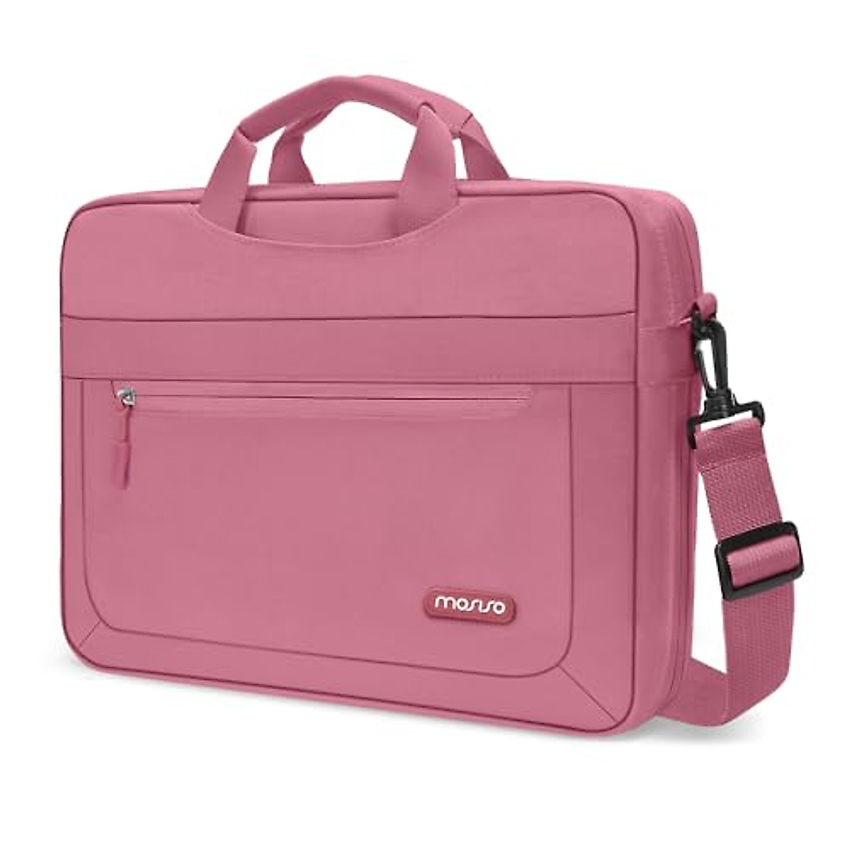 MOSISO Laptop Shoulder Messenger Bag Compatible with MacBook Air 15 inch M2 A2941/Pro 16 inch M3 A2991 M2 A2780 M1 A2485 A2141,15-15.6 inch Notebook with Adjustable Depth at Bottom, Dusty Rose