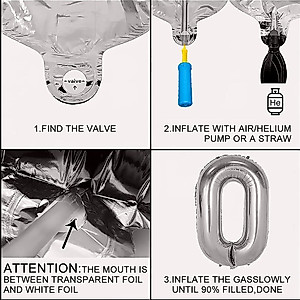 Silver Birthday Party Decoration, White Silver Confetti Latex Balloons, Silver Happy Birthday Balloons Banner with 2Pcs Silver Foil Fringe Curtains, Birthday Decorations for Women Girls Men