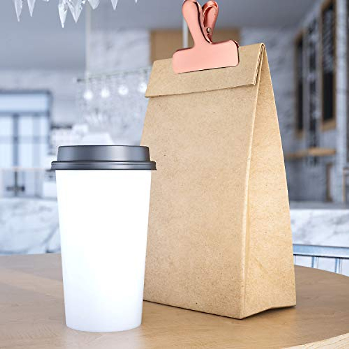 Whaline Stainless Steel Chip Clips Set, Rose Gold Chip Bag Clips Heavy Duty Food Clips Round Edge Air Tight Seal Grip for Home Office Kitchen Home Usage Storage (8 Pieces of the Size 3'')