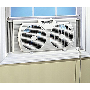 Lotus Analin Dual Blade 9-Inch Twin Window Fan with Cover Portable, White