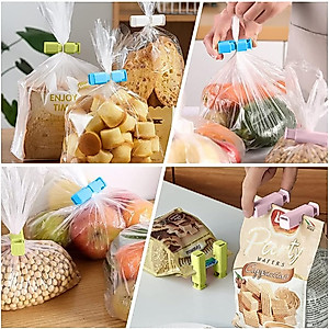 4Pcs Bread Bag Seal Clip Squeeze and Lock Bread Bag Clips for Food Storage, Reusable Easy Squeeze & Lock for Snack Food Bread Bag, Plastic Bag Clip Strong Moistures-Proof Fresh-Keeping Sealing Clip