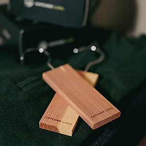 Catcher Labs Cedar Planks for Moth Repellent | Cedar Blocks for Clothes Storage | Better Than Moth Balls for Closet | Cedar Hangers Clothes Moths (10-Pack)