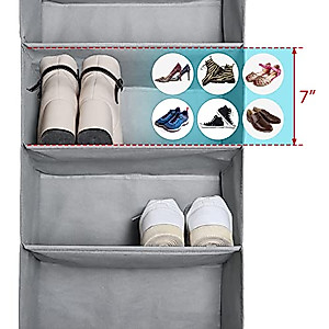 Univivi Over the Door Shoe Organizer Hanging Shoes Rack with 6 Deep Pockets for 12 Pairs, Shoe Hanger Closet Storage for Sneakers, Boots, Grey