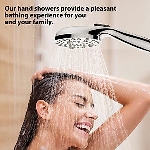 Shower Head with Handheld High Pressure - 59” Stainless Steel Hose Holder to Clean Tub Tile Pets - 10 Models Showerhead - All Chrome Finish