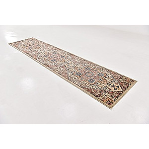 Unique Loom Oslo Collection Distressed Botanical Medallion Beige Runner Rug (3' x 13')