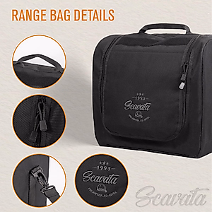 SCAVATA Large Hat Bag for Baseball Caps, Hat Organizer Bag for Traveling & Moving, Storing Snapback Cap, Portable Hat Carrier Holder Case for 20-24 Caps (Black)
