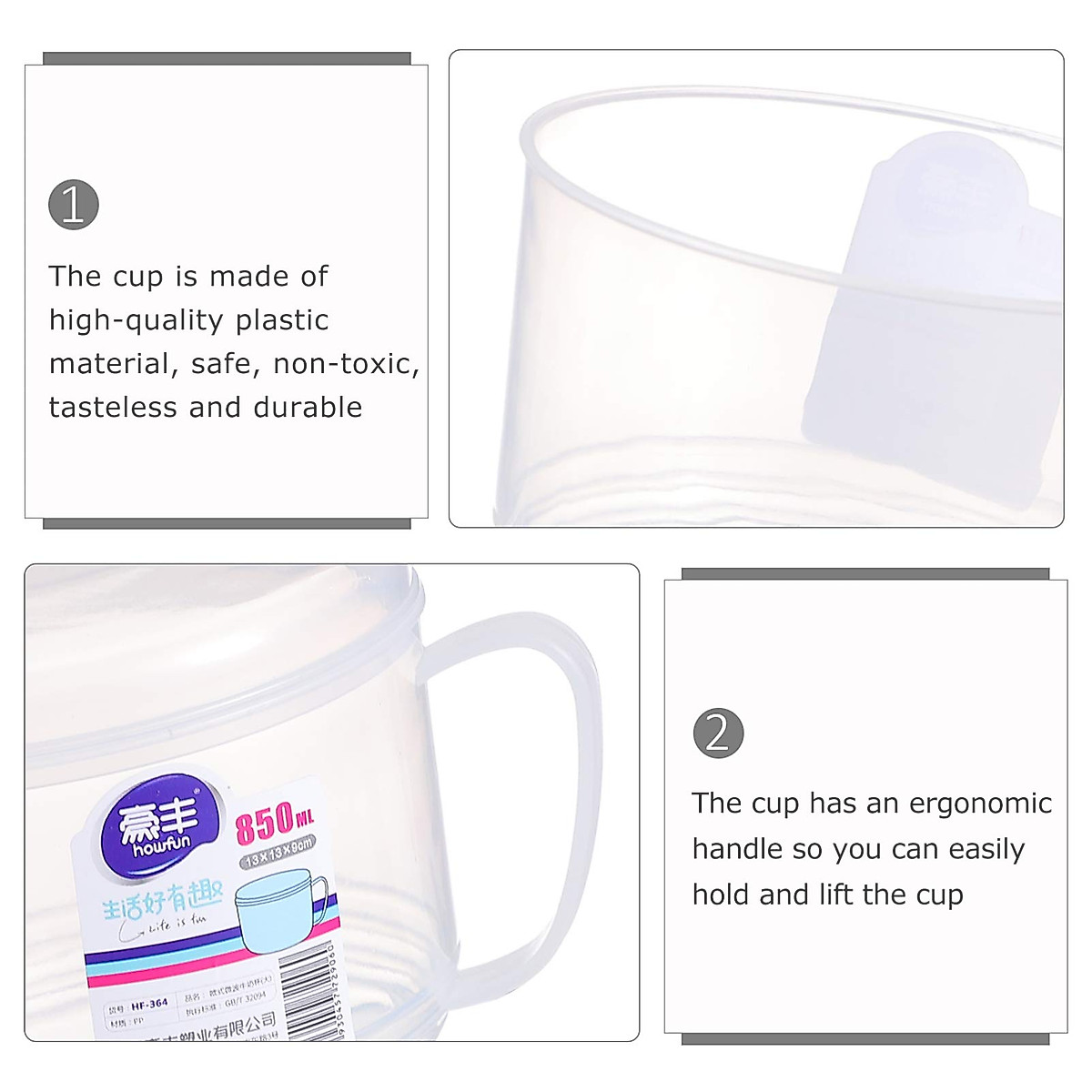 Cabilock 2pcs Cup Pottery Bowls Microwave Steamer Bowl Coffee Mug Transparent Water Mugs Fruit to-go Container Clear Container with Lid Plastic Beer Mugs Hot Food Jar Milk Portable Student