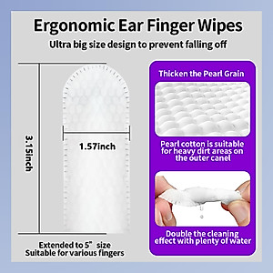 VIPTUVI Dog Ear Finger Wipes - Gentle Ear Cleaner for Dogs & Cats, Removes Wax & Controls Odor, 50 Count Natural Finger Wipes for Sensitive Ears