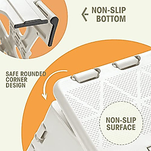 Korpai Upgrade 9" Folding Step Stool for Adults and Kids Holds Up to 300 lbs,Non-Slip Folding Stools with Portable Handle, Compact Plastic Foldable Step Stool for Bathroom,Kitchen,Cool Grey,1PC
