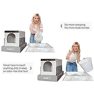 SpeedySift Hooded Cat Litter Box Starter Kit, Includes 56ct Disposable Sifting Liners, Material: Corrugated Plastic Board