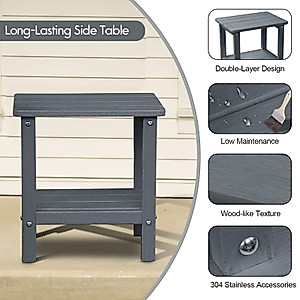 CLOUDEEP Folding Adirondack Chairs, Oversized Adirondack Chairs with Side Table and Cup Holder, Modern Composite Plastic Outdoor Furniture Chairs for Patio, Fire Pit, Porch, Backyard, Deck