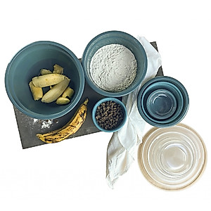 Wisconic 12-Piece Bowl Set - Plastic, Durable Kitchenware, Dishwasher Safe - Made in the USA - Prussian Blue & Light Teal
