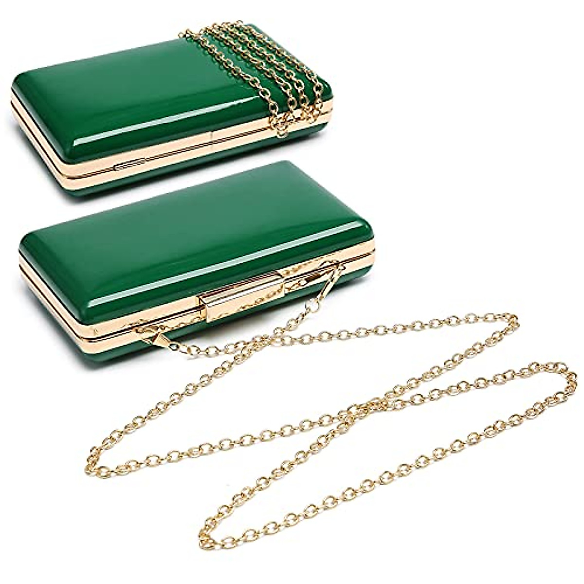 Dasein Women Evening Purses Clutch Bags Formal Party Clutches Wedding Purses Cocktail Prom Handbags (Patent Leather Green)