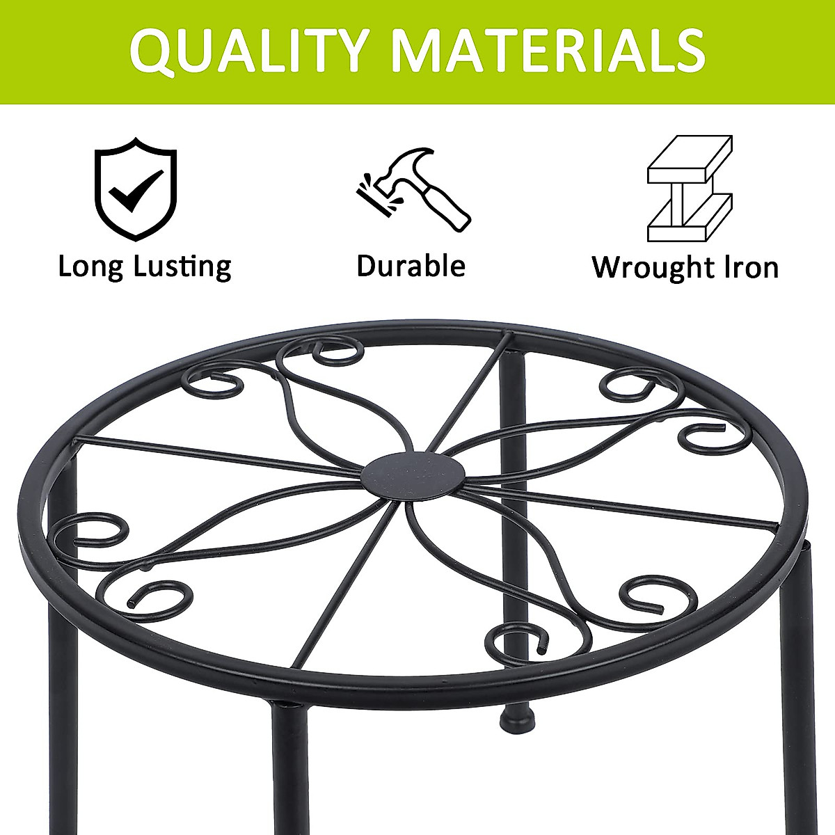 CADANI 4-Pack Decent Metal Plant Stands, Anti-Rust Iron Flower Pot Stand, Heavy Duty Plant Pot Shelf, Decoration Racks for Home Indoor and Outdoor