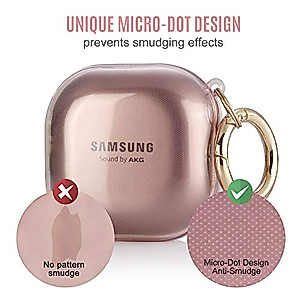 LOINFE Designed for Galaxy Buds2 Pro Galaxy Buds 2 Case Galaxy Buds Pro Case Galaxy Buds Live Case Clear Soft TPU Shockproof Case Protective Cover with Keychain - Clear Pink