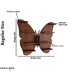 Tyagi-Export Butterfly Shape Backlit Wood Wall Shelf/Book Shelf/Night Light (32 inches x 28 inches) Handcrafted in India - for Living Room Bedroom Kitchen Bathroom Farmhouse