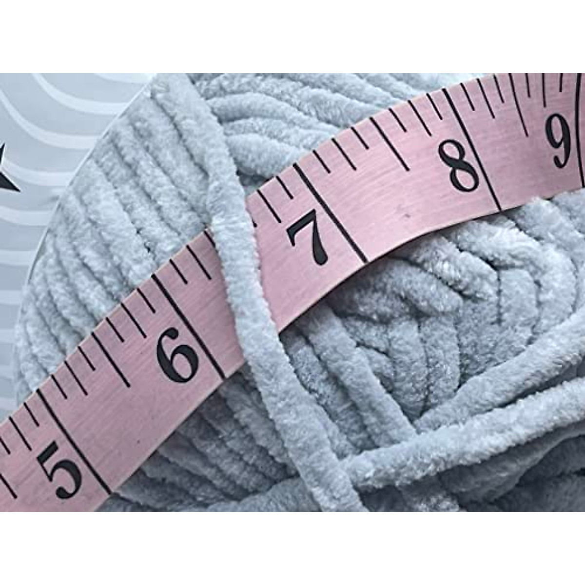 Grey Velvet Chenille Yarn - Bulky 100 Gram (3.53 Ounces) 100 Meters (109 Yards)