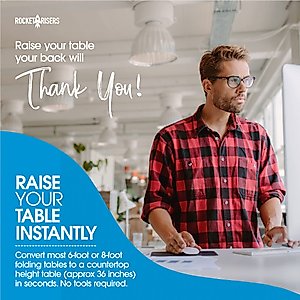 Rocket Risers Folding Table Risers - Make Your Folding Table a Counter Height Table - Set of 4 Table Leg Risers