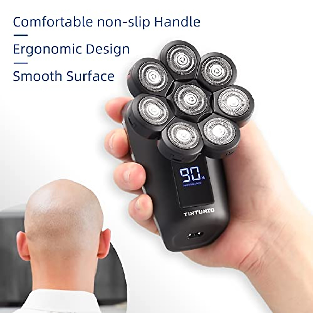 Head Shaver 8D - Electric Head Shavers for Bald Men with Wet and Dry Head - Cordless, Rechargeable, Ergonomic Design - Multifunctional Electric Razor