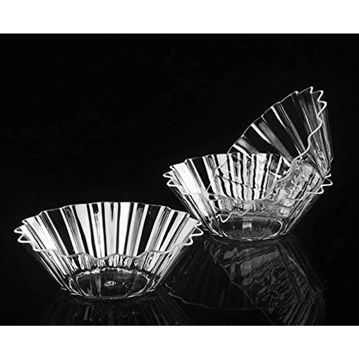 Healthcom 50 Pcs 3 inch Mini Clear Plastic Appetizer Plates Dessert Plates Flower Ice Cream Dessert Bowls Tasting Bowls Dishes Serving Plates Dip Sauce Snacks Plates Small Serving Cup Party Supplies