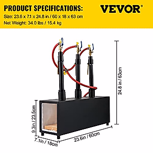 VEVOR Portable Propane Forge Three Burners and Open Structure, Propane Burner Forge Large Capacity, Square Metal Blacksmithing Forge for Knife and Tool Making Equipment