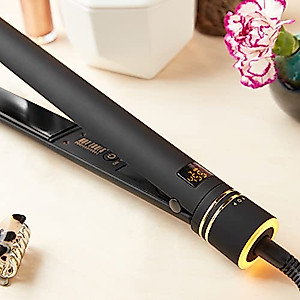 Hot Tools Pro Artist Black Gold Evolve Ionic Salon Hair Flat Iron | Long-Lasting Finish for Straightening Hair, (1-1/4 in)