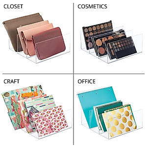 mDesign Plastic Purse/Handbag Organizer - Closet Divided Storage for Bags, Clutches, Wallets, Wristlets - Space-Saving Bedroom and Cabinet Organization - Lumiere Collection - 4 Pack - Clear