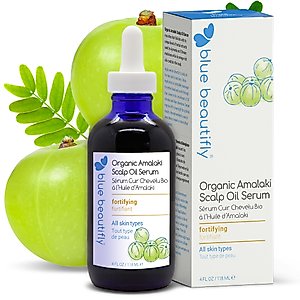 Blue Beautifly Organic Amalaki Scalp Oil Serum | Strengthens Hair Follicles, Restores Growth, and Treats Dandruff | USDA Certified Organic | Enriched with Rosemary Oil and Ayurvedic Herbs | 4 fl oz