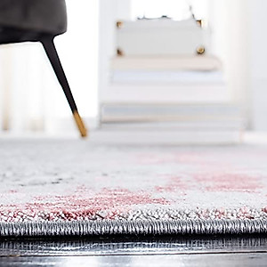 SAFAVIEH Meadow Collection Area Rug - 8' x 10', Light Grey & Pink, Modern Abstract Design, Non-Shedding & Easy Care, Ideal for High Traffic Areas in Living Room, Bedroom (MDW573G)