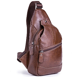 Chrysansmile Genuine Leather Shoulder Sling Backpack Bag Unisex Outdoor Crossbody Sling Pack Sport Daypack One Size