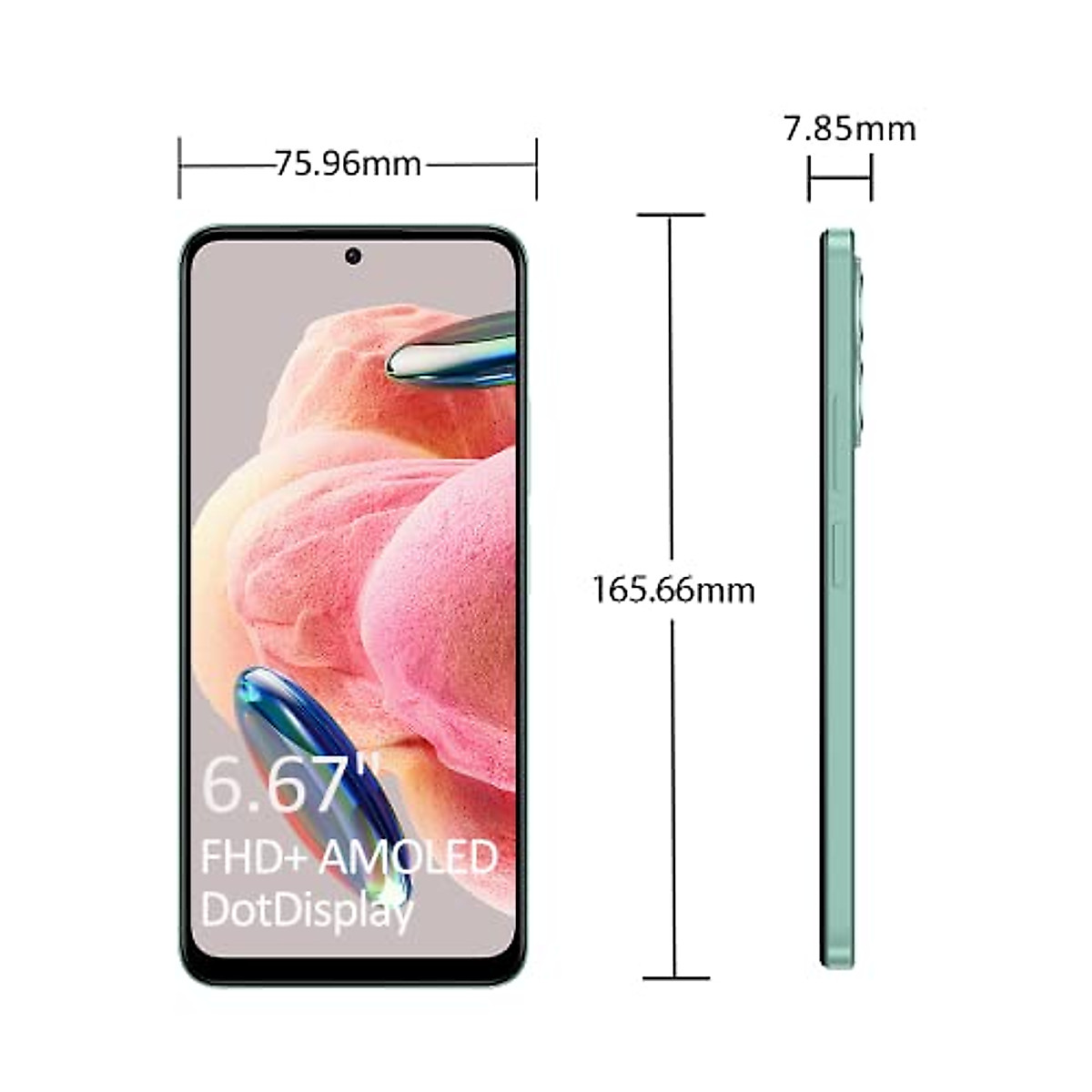 Xiaomi Redmi Note 12 4G LTE (128GB + 4GB) Global Unlocked 6.67" 50MP Triple (ONLY T-Moble/Tello/Mint USA Market) + (w/ 33W Fast Car Dual Charger Bundle) (Mint Green Global + 33W Car Charger)