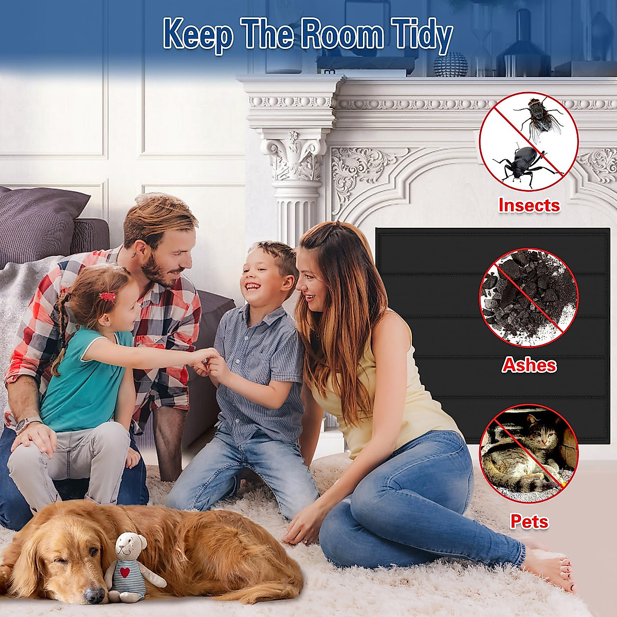 Fireplace Cover, Magnetic Fireplace Blocker Blanket Stops Heat Loss, Indoor Fireplace Draft Stopper Save Energy, Magnetic Fireplace Draft Cover for Iron Fireplace Frame (39"x32")