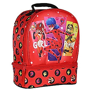 INTIMO Miraculous: Tales of Ladybug & Cat Noir Girl Power Dual Compartment Lunch Box Bag