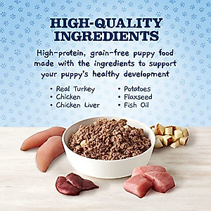 Blue Buffalo Baby BLUE Healthy Growth Formula Grain Free High Protein, Natural Puppy Wet Dog Food, Turkey and Potato Recipe 12.5-oz Cans (Pack of 12)