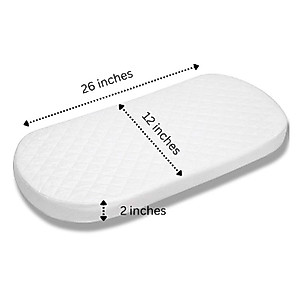 First Essentials Bassinet Cradle Mattress Pad (Oval, 12X26) for Newborn Comfort Breathable Easy Clean Hypoallergenic Waterproof Made in USA