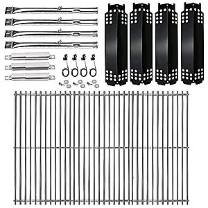 Hisencn Grill Replacement Parts for Charbroil 463436215, 463436214, 463436213, 463439915, 467300115, 463439914, 461372517, Grill Burner, Heat Plate, Crossover Tube with Cooking Grate