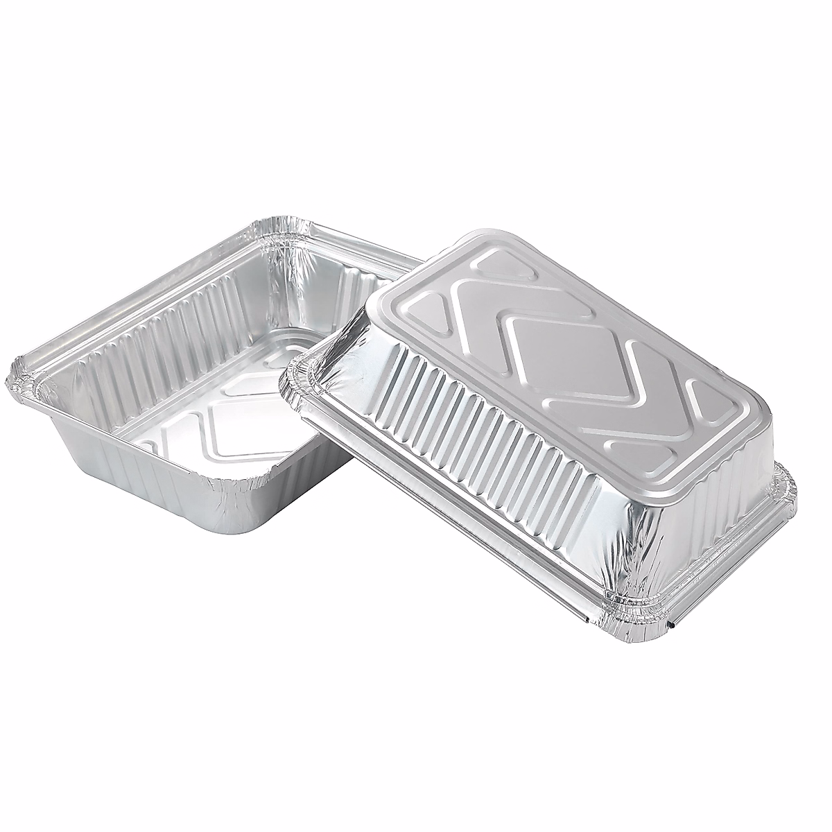 Waytiffer 25Pack Disposable Aluminum Foil Pans Heavy Duty Premium Bread Tins 2.25LB - Capacity 8.5x6.3” Takeout Pans, Tin Foil for Reheating, Baking, (25 Pack with Cardboard Lids)