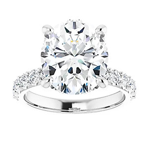Handmade 10K Gold 4 CT Oval Cut VVS1 Colorless Moissanite Engagement Ring for Women Bridal Set Moissanite Wedding Ring for Gifts (White Gold, 6)