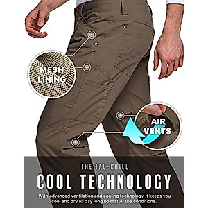 CQR CLSX Men's Cool Dry Tactical Pants, Water Resistant Outdoor Pants, Lightweight Stretch Cargo/Straight Work Hiking Pants, Sedona Pants Tundra, 38W x 32L