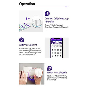 PEKOKO Handheld Printer Portable Mini Inkjet Printer Color Barcode Printer 1200dpi Wireless