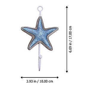 Cabilock 2pcs Mediterranean Wall Hooks Resin Coat Hook Wall Mount Key Holder Decorative Single Hanger Towel Hooks with Star Shell Design Gifts for Door Kitchen Store Closet Hats Coats Keys
