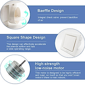 POWERENG Bathroom Ventilation Fan, 141CFM 0.7Sones Ceiling Mount Exhaust Fan,Bathroom Ceiling Fan,4 Inches Duct,White.