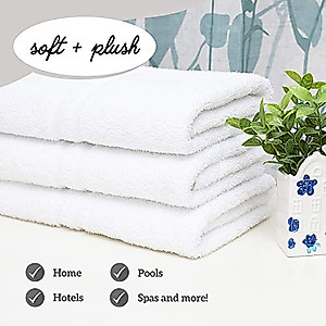 GREEN LIFESTYLE Luxury Bath Towel - White Large Bath Towels Pack for Spa, Gym, Bathroom, Hotel - 86% Cotton 14% Polyester -Super Soft, Thick and Absorbent 24 x 50 Bulk Bath Towel - (8-Pack)
