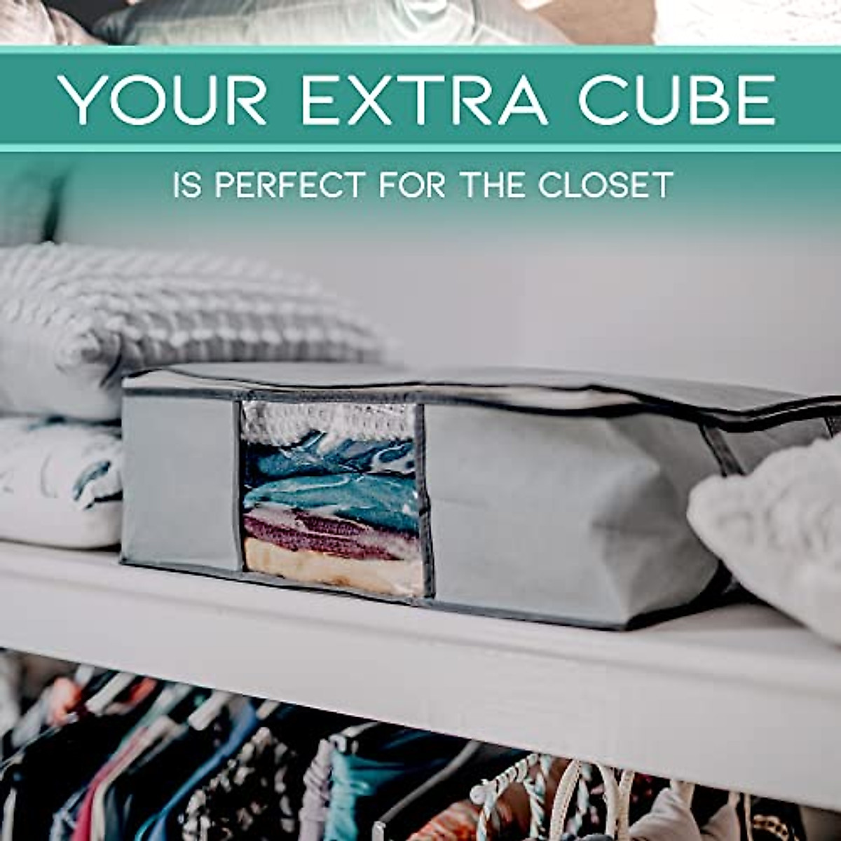 Mill & Mint – 3 Underbed Storage Bags + 1 Organizer Tote– Foldable, Large Under Bed Storage Containers for Clothes, Blankets, Shoes & Toys, Gray