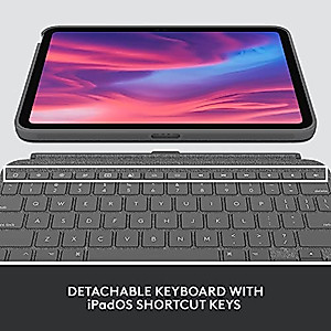 Logitech Combo Touch Detachable 10th Gen iPad Keyboard Case with Large Precision Trackpad, Full-Size Backlit Keyboard, and Smart Connector Technology - Oxford Gray