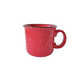 Essential Drinkware 14oz Ceramic Campfire Coffee Mug (Set of 4), Red with Speckled Finish - Durable Thick Walled Camping Style Cup for Outdoors or Home
