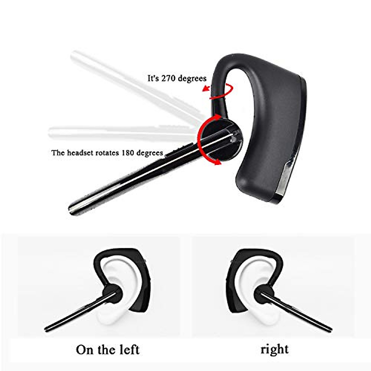 HYS Bluetooth Earpiece Headset with Finger PTT for Motorola BRP40 CP200 CP200D CP185 CLS1410 CLS1110 DTR650 RDU2020 RDU4100 RDU4160D RDU2080D Yaesu FT-4XR FT-4VR FT-65R FT-25R Handheld Walkie-Talkie