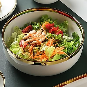 KeyChefLAB 7.5-Inch Porcelain Ceramic Bowls for Kitchen, White Serving Bowls for Pasta Salad Ramen Noodle Poke Soup Ice Cream Cereal Bowl (Bowls Set of 3)